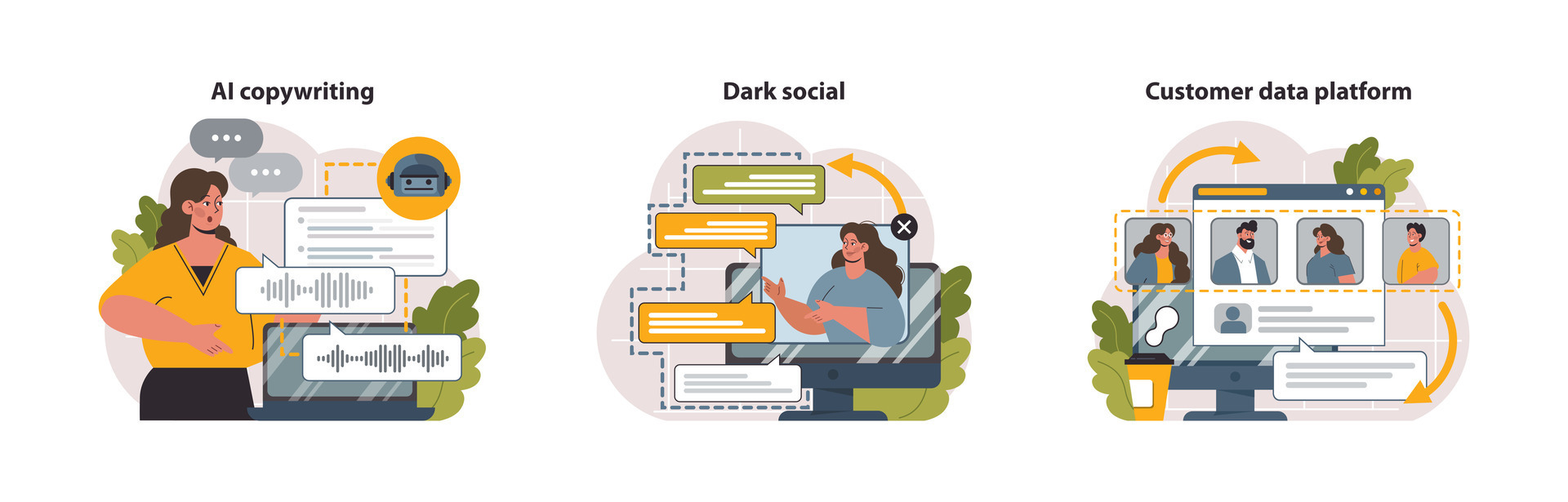 Digital marketing set. Marketing strategy development innovative ... Digital marketing set. Marketing strategy development innovative ...