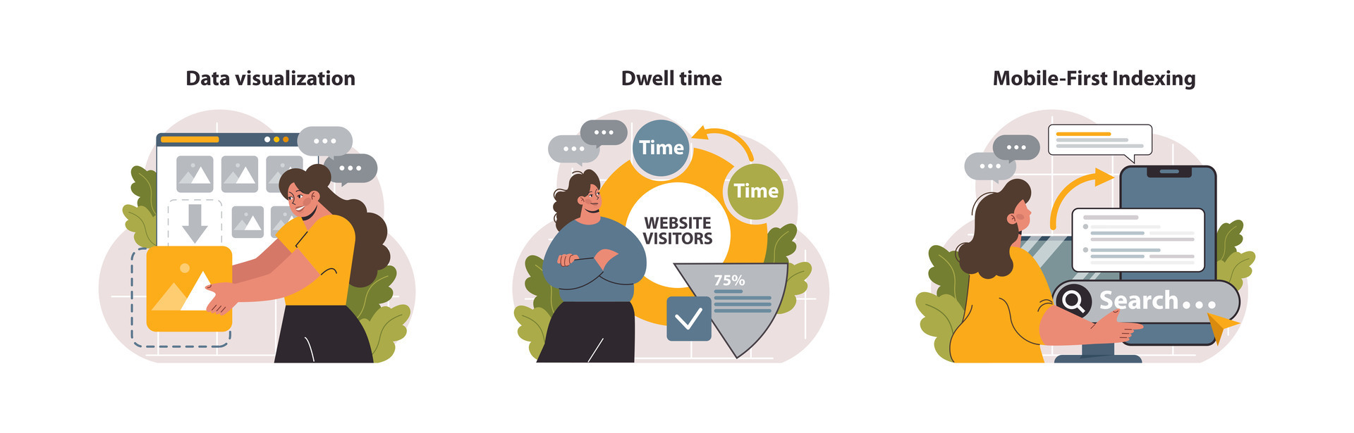 Digital marketing set. Marketing strategy development innovative ... Digital marketing set. Marketing strategy development innovative ...