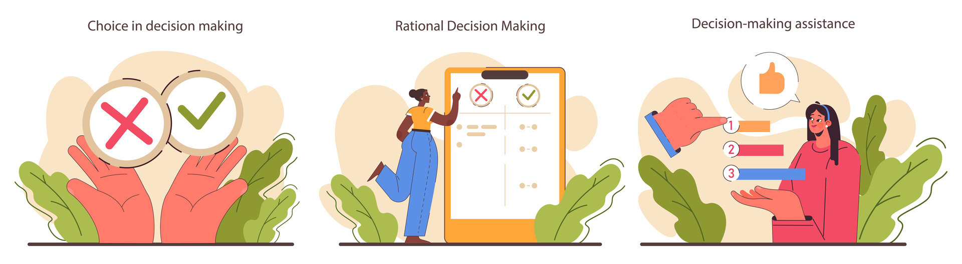 Decision Making Set Strategic Thinking Brainstorming And Solution Research 47094017 Vector