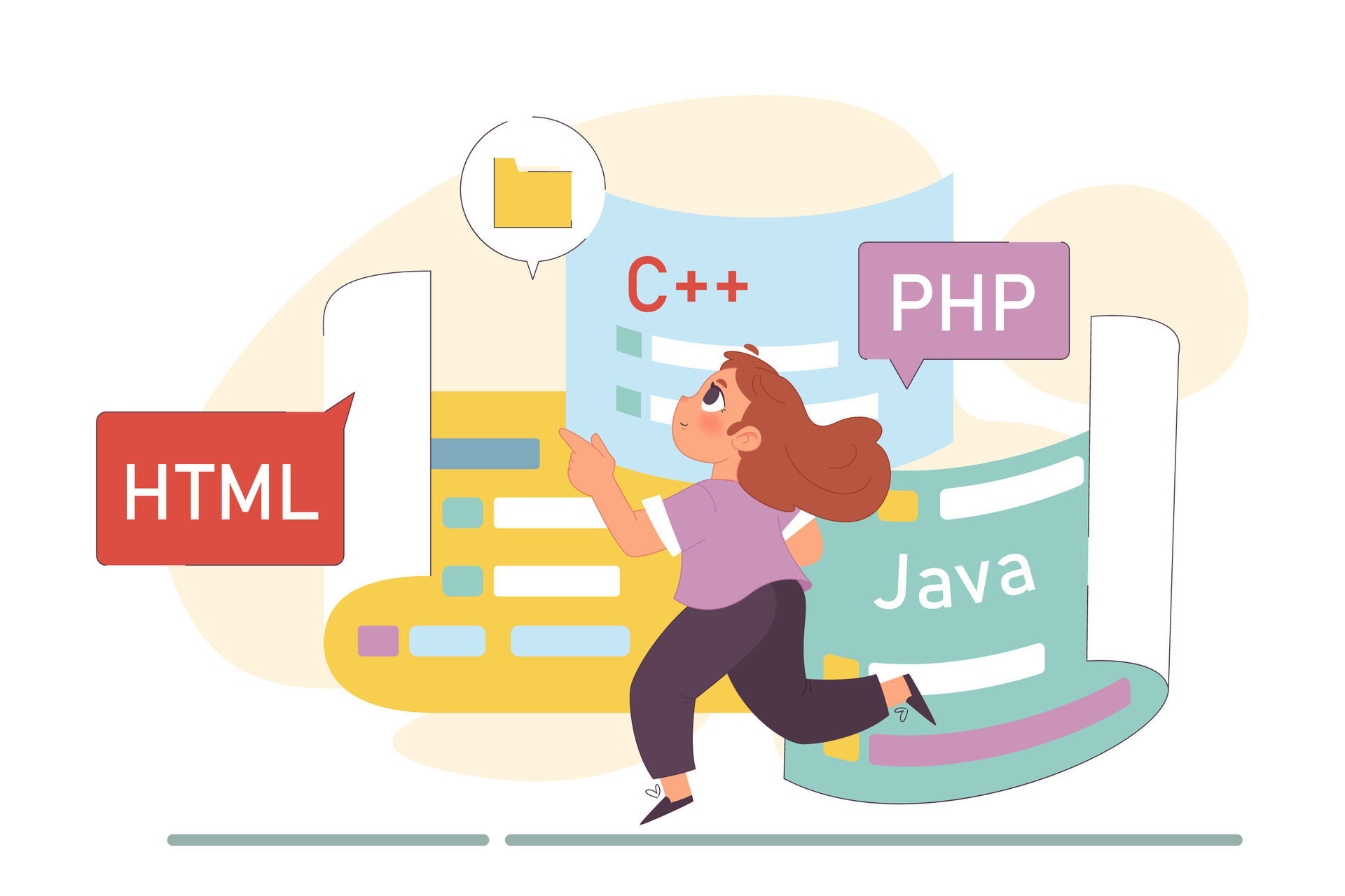 Little girl programming and coding. Computer science education for kids ...