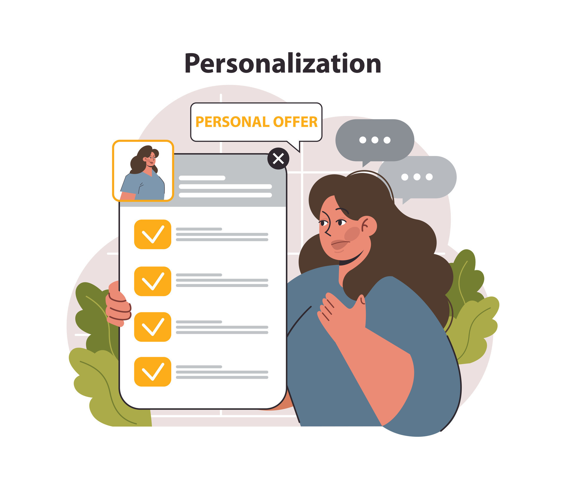 Personalization Customization Of Client Experience Software Social Media 47094452 Vector Art