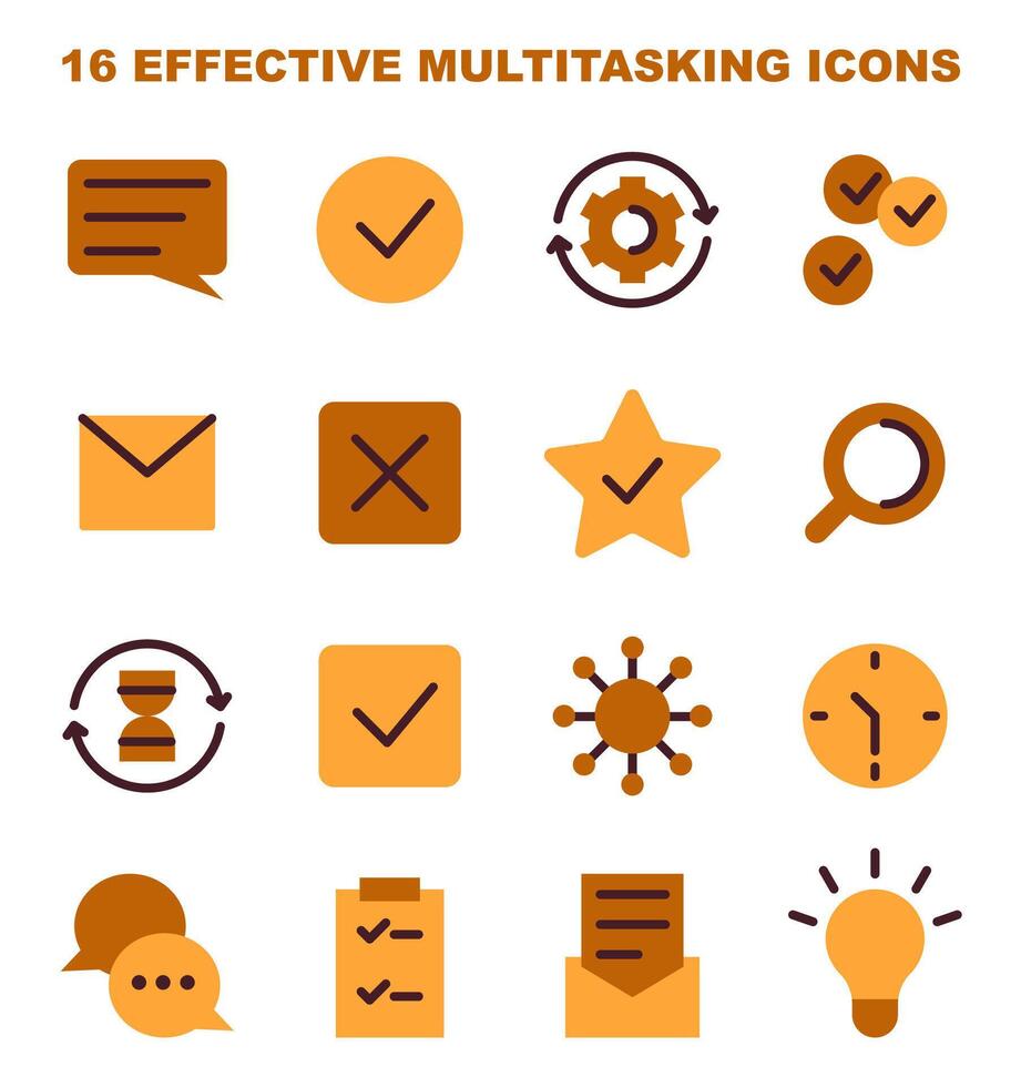 Multitasking icons set. Simple symbols for effective time and task ...