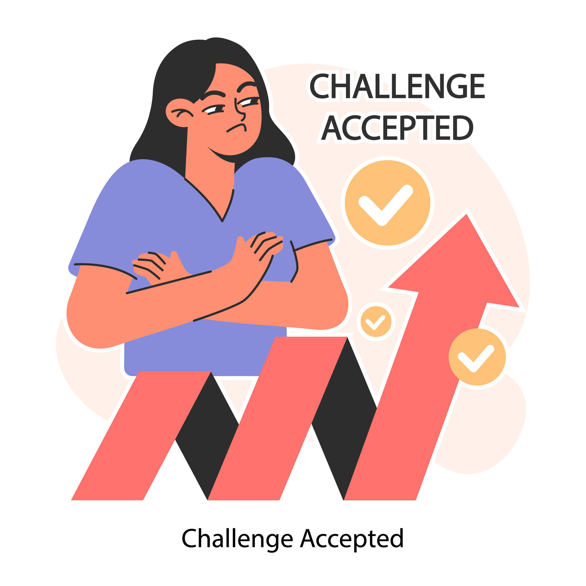 Challenge. Self-motivation and efficacy. Character overcoming obstacles ...