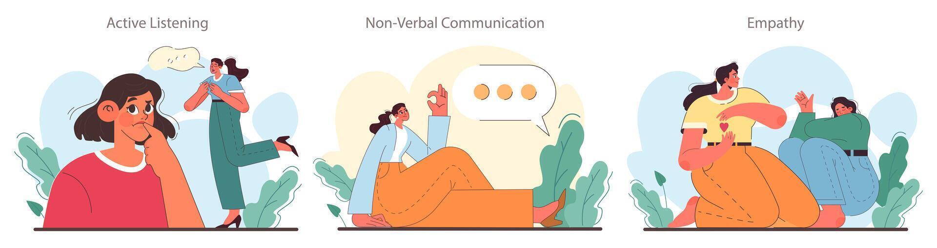 Soft skill development set. Character with communication skill. Effective 47095173 Vector Art at ...