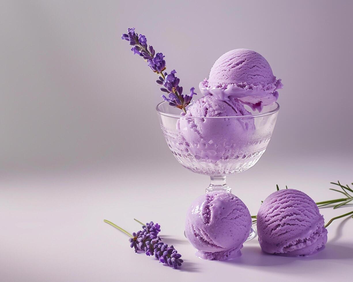 Lavender Ice Cream with Lavender Flowers 47102304 Stock Photo at Vecteezy