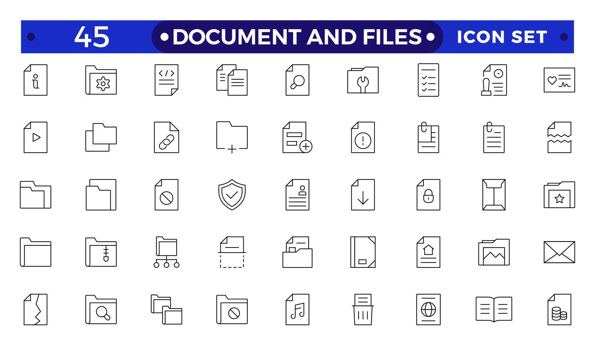Document outline icon set. Documents symbol collection. Different ...