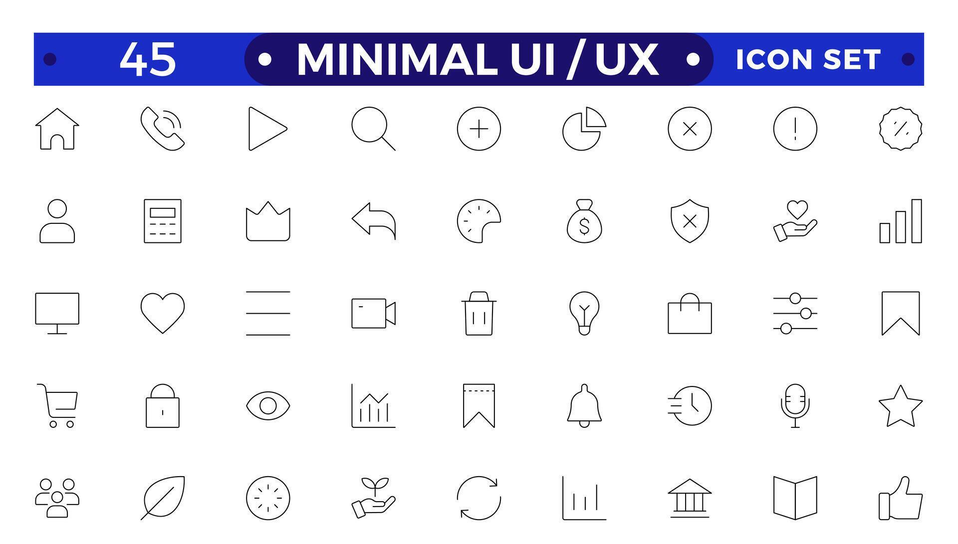 Best collection of ui ux icon set, user interface icon set collection.Basic User Interface ...