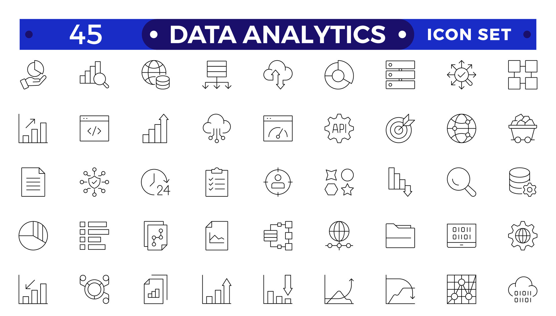 Data Analytics Icon Set Big Data Analysis Technology Symbol