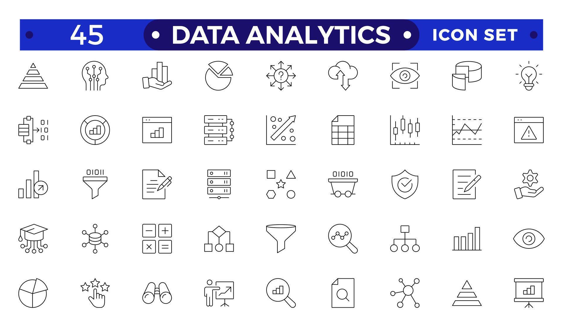 Data Analytics Icon Set Big Data Analysis Technology Symbol