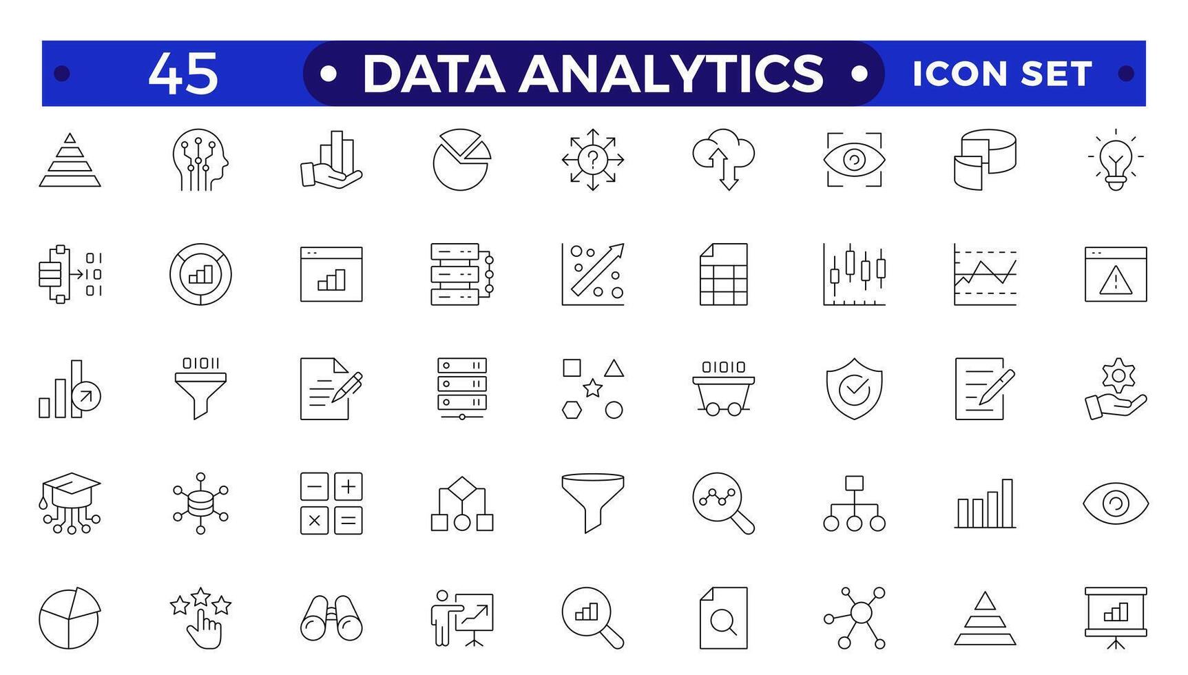 Data Analytics Icon Set Big Data Analysis Technology Symbol
