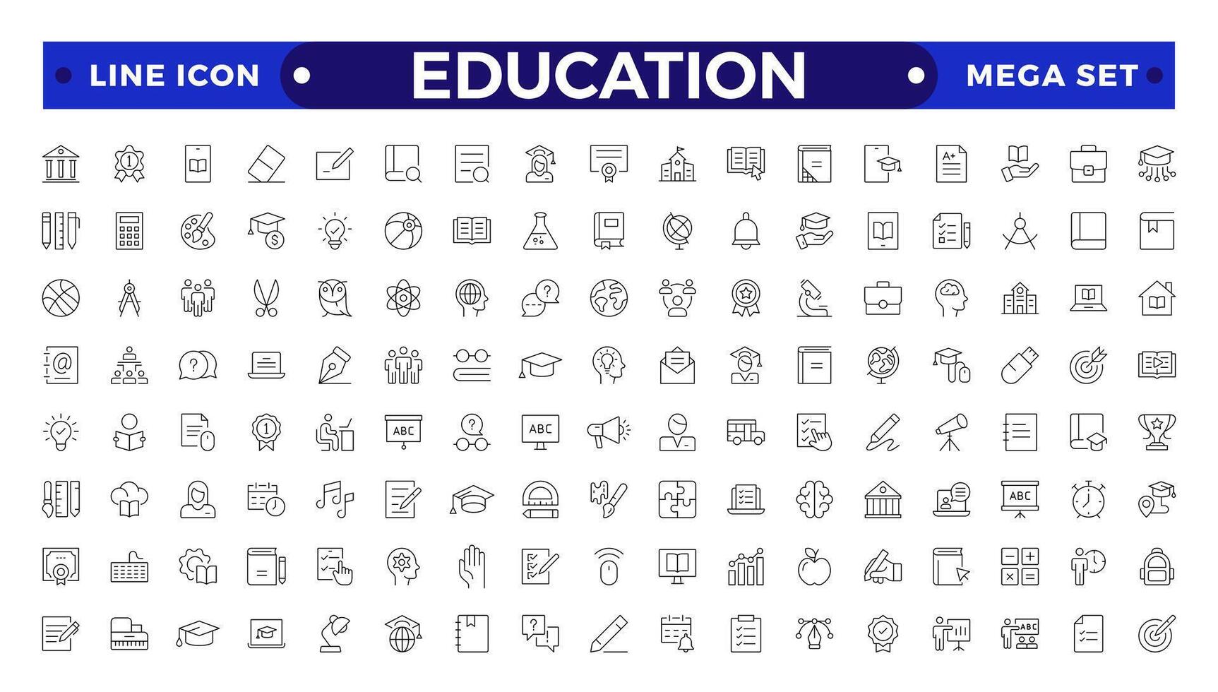 Education and learning icon set Outline icons related with education ...