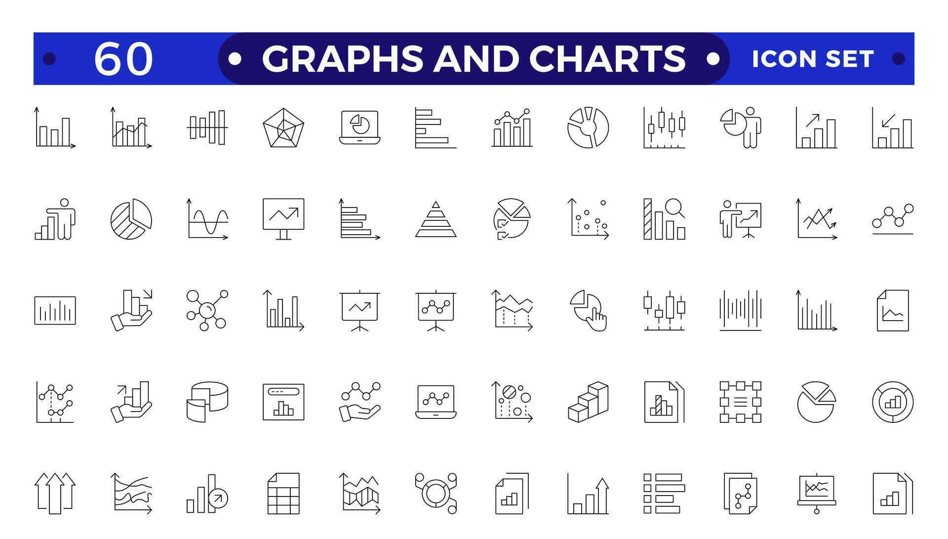 Growing bar graph icon set. Business graphs and charts icons ...