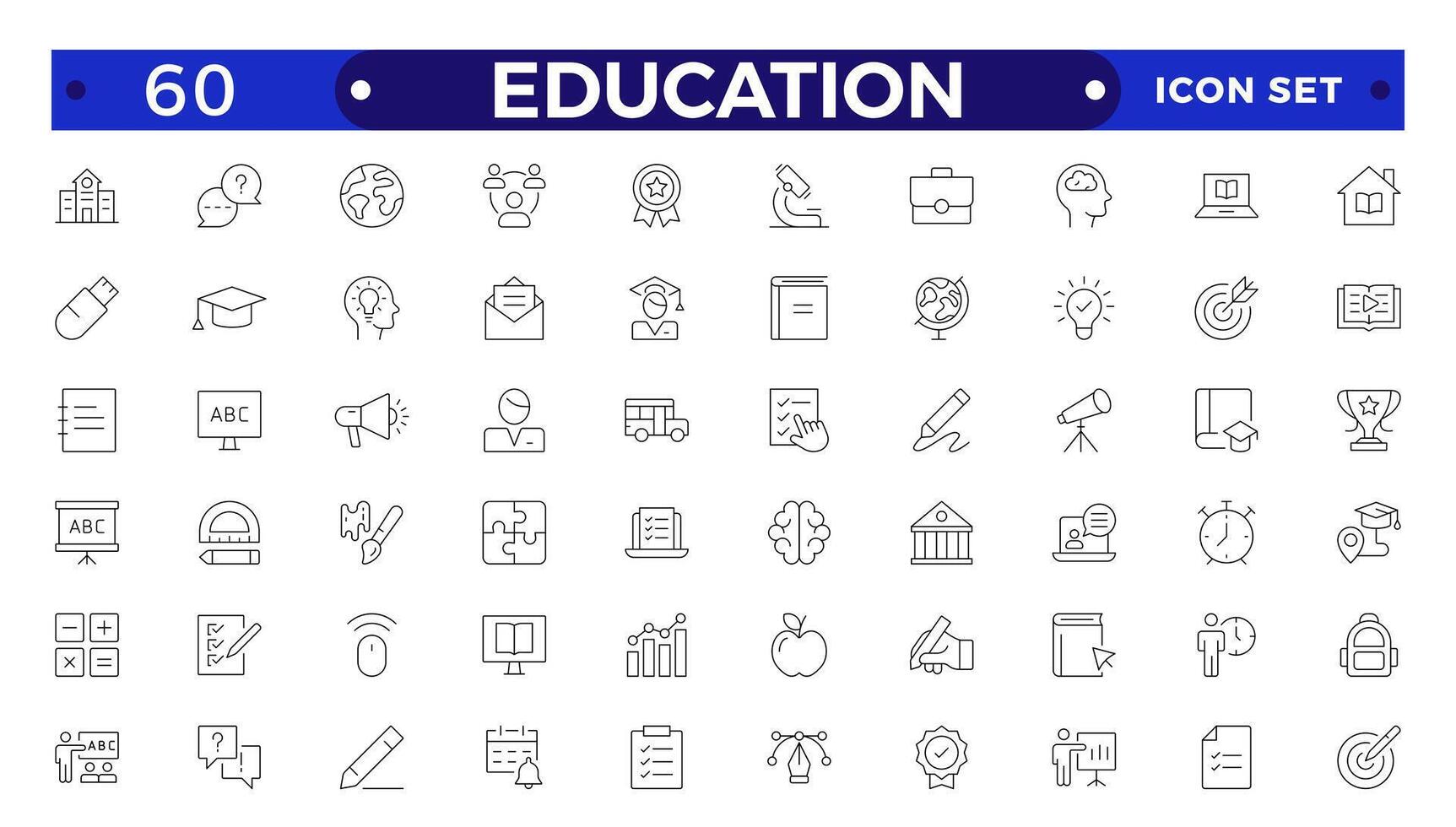 Education and learning icon set Outline icons related with education ...