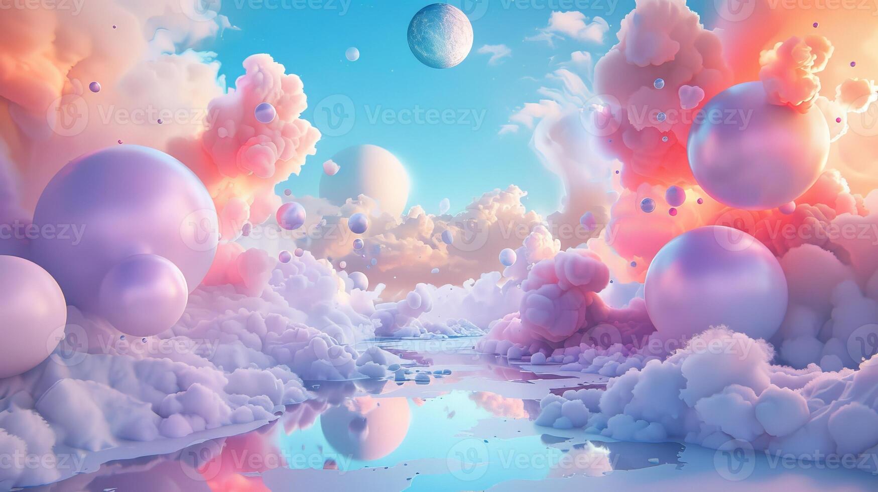 Surreal Dreamscape with Floating Spheres and Pastel Clouds under a Fantasy Sky 47106829 Stock ...
