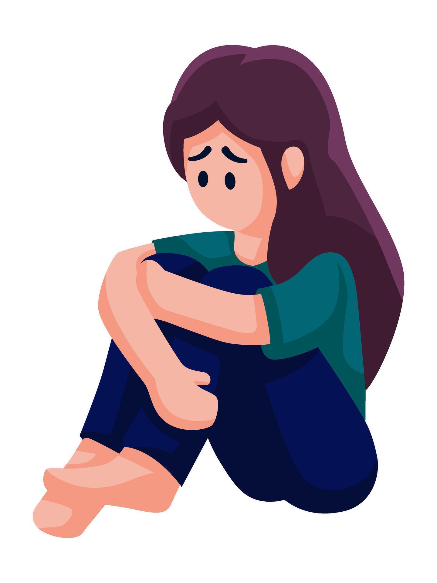 Sad Woman Crying And Sitting Illustration 47107096 Vector Art At Vecteezy