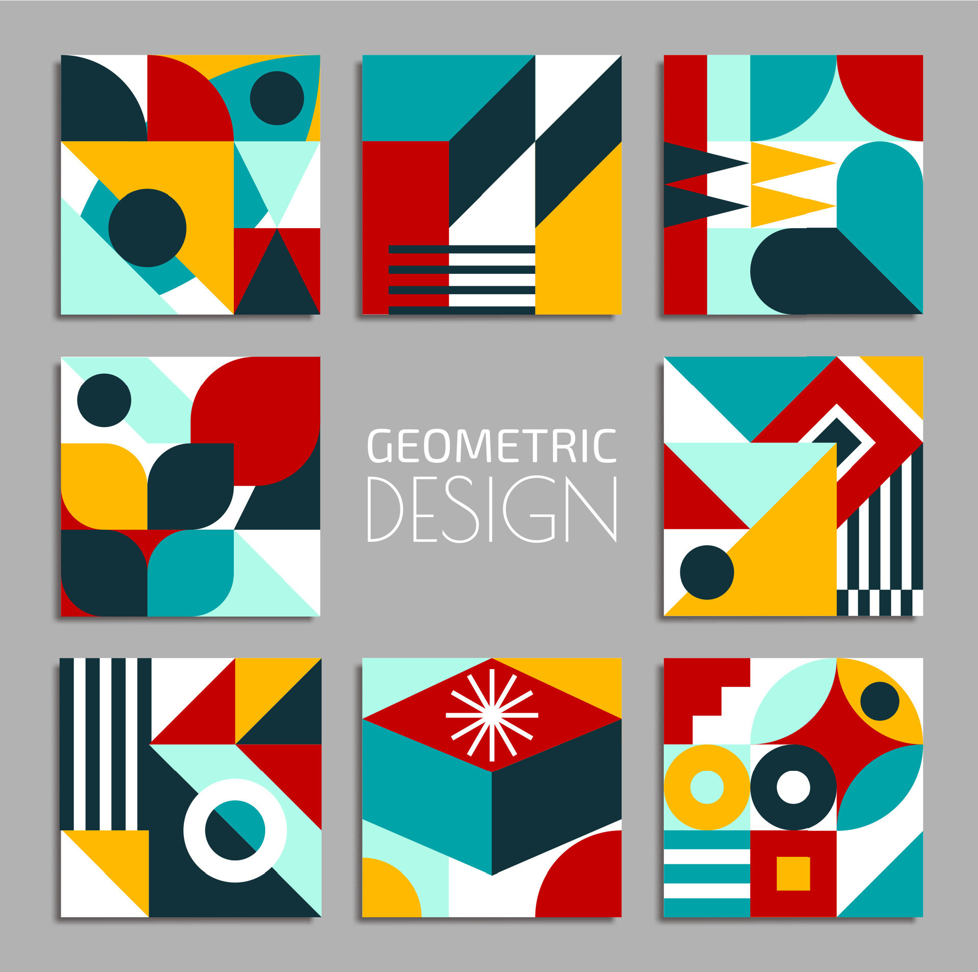Abstract modern geometric Bauhaus tile patterns 47108409 Vector Art at ...