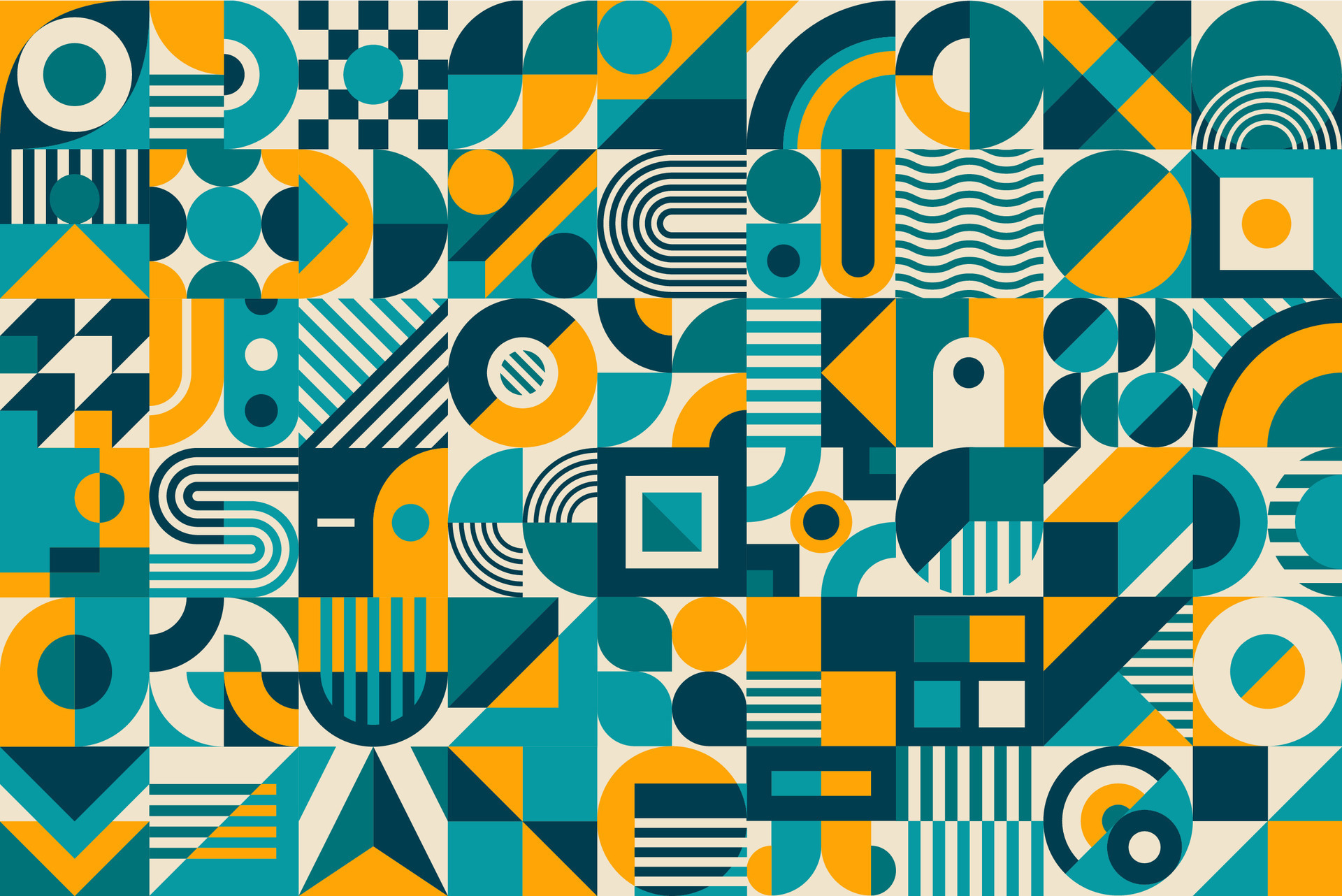 Beige, turquoise and orange geometric pattern 47108602 Vector Art at ...