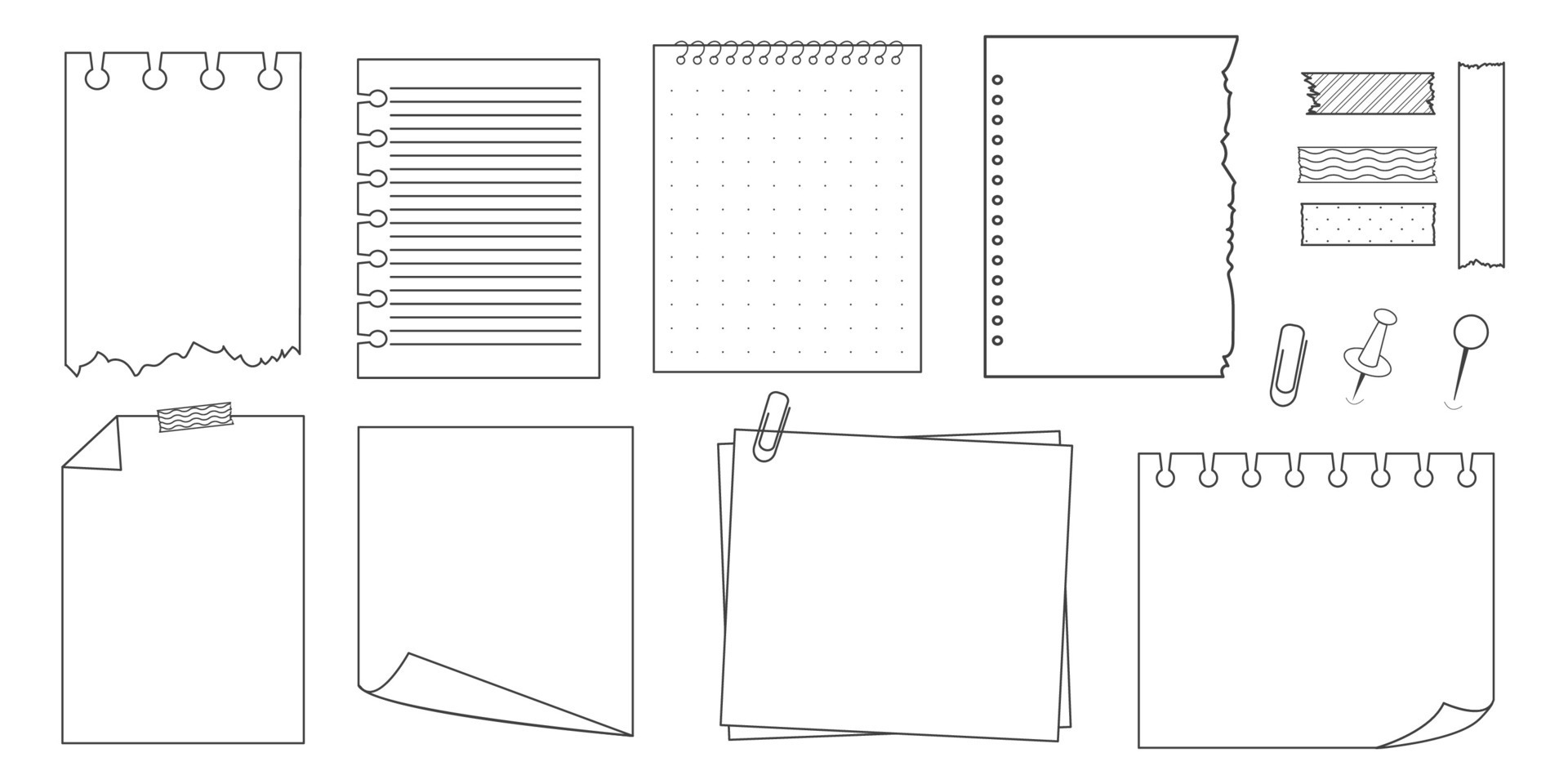 Memo Sticky Note Reminder Sheet Paper Doodle Paper Frame Check List With Pin Tape Paperclip