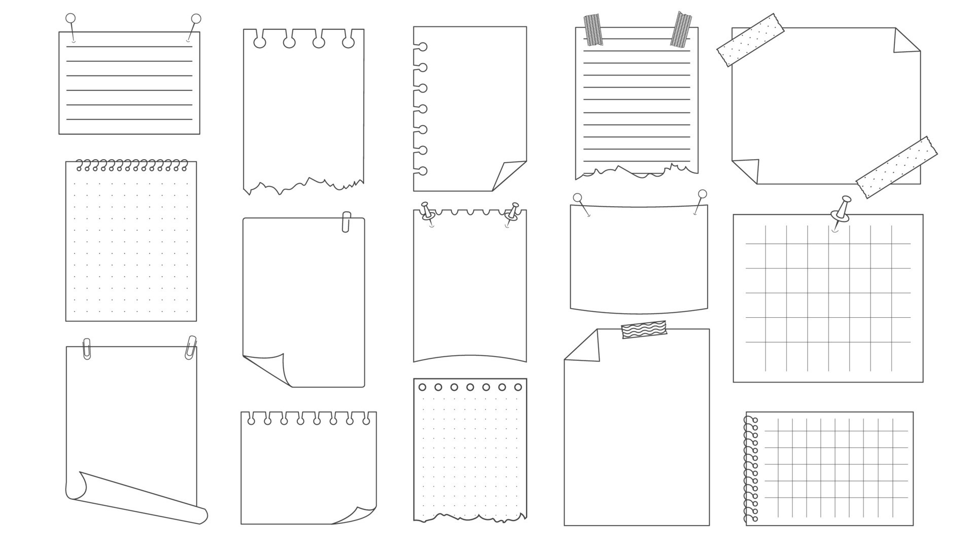 Memo Sticky Note Reminder Sheet Paper Doodle Paper Frame Check List With Pin Tape Paperclip