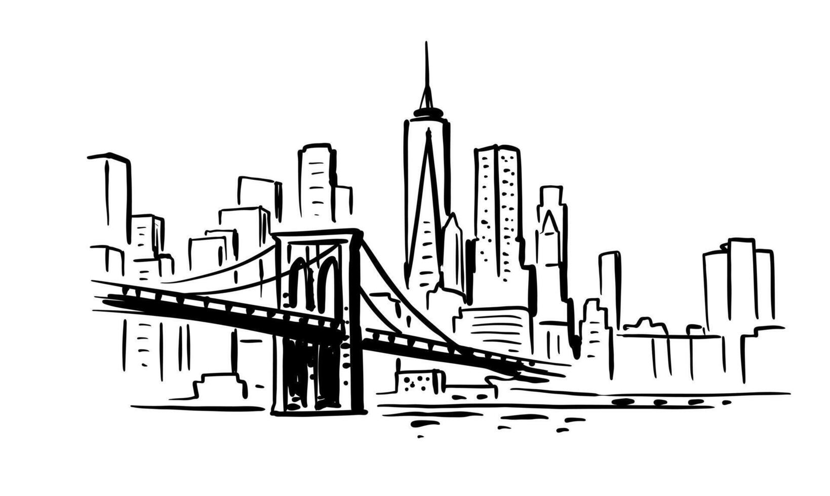 New York, USA. Brooklyn bridge Travel sketch 47113224 Vector Art at ...