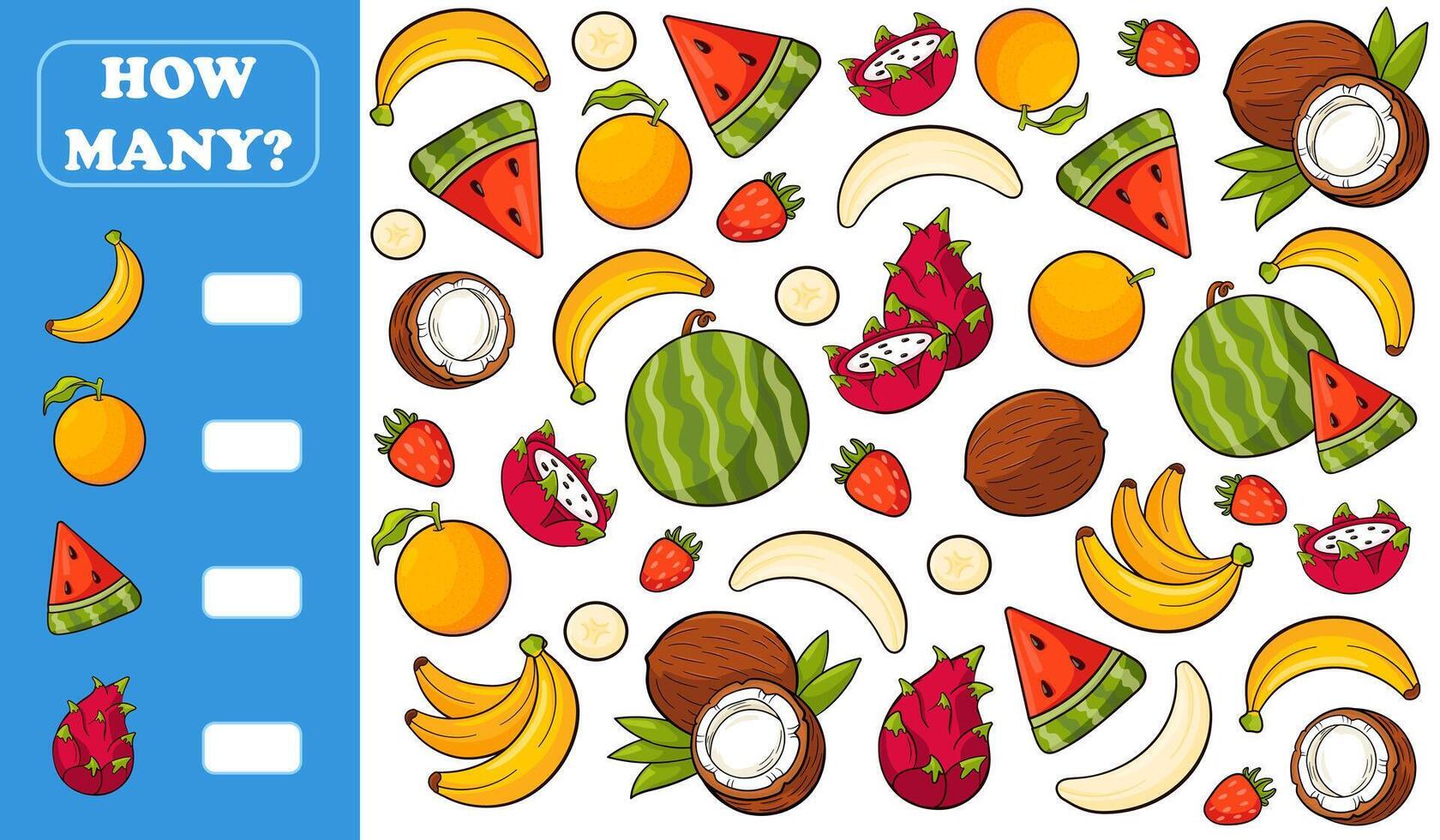 How many counting game with summer tropical themed fruits 47114676 ...