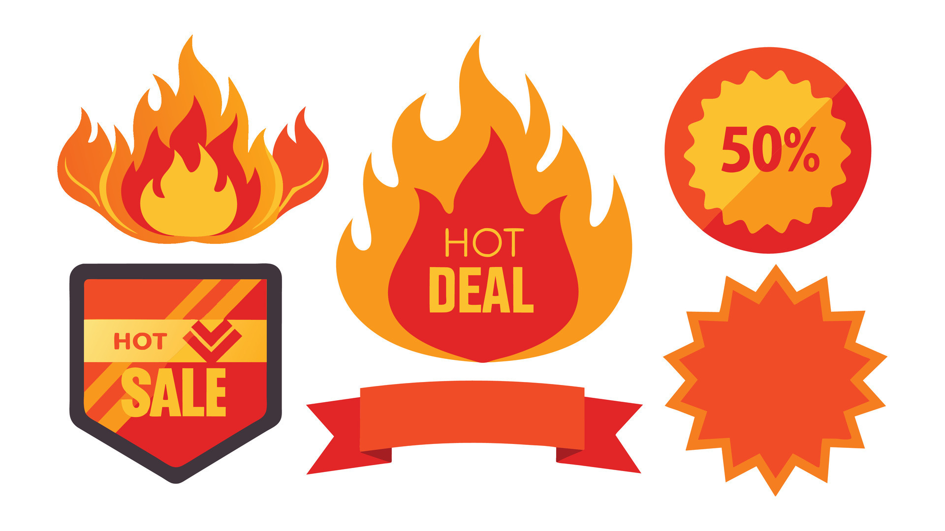 Hot sale badges. Flaming deal banner hot discount price label and ... Hot sale badges. Flaming deal banner hot discount price label and ...