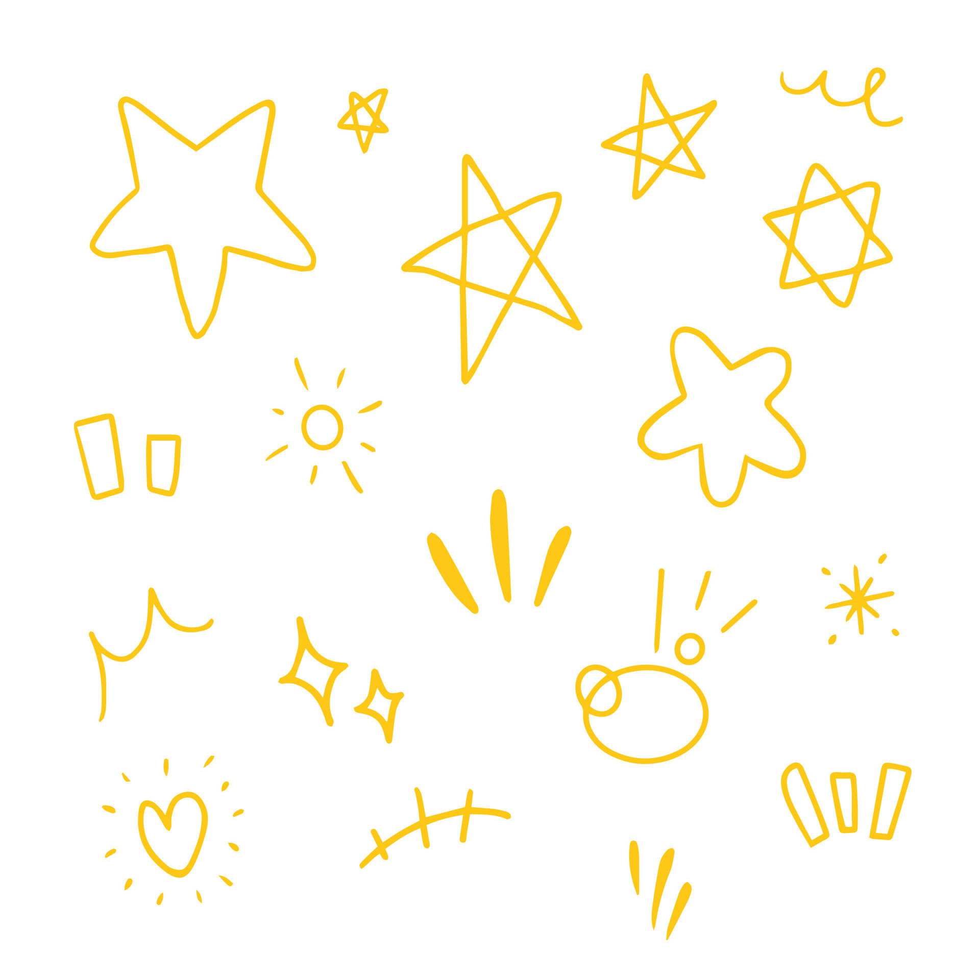 Various star and sparkle doodle hand drawn for element and illustration 47119758 Vector Art at ...