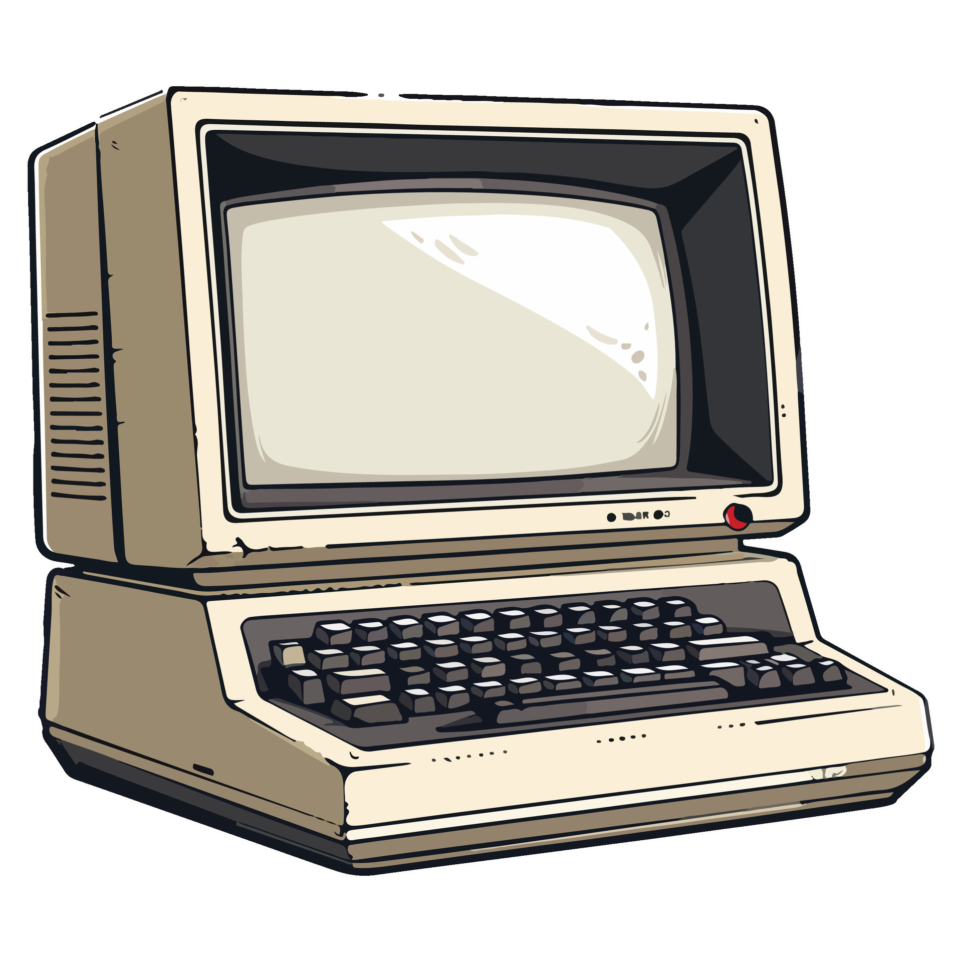 Vintage 80s monitor with computer keyboard illustration 47120725 Vector ...