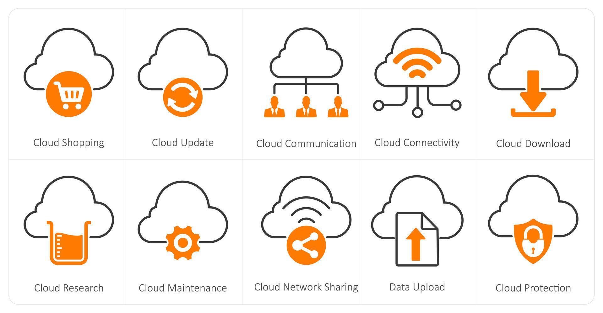 A set of 10 mix icons as cloud shopping, cloud update, cloud ... A set of 10 mix icons as cloud shopping, cloud update, cloud ...