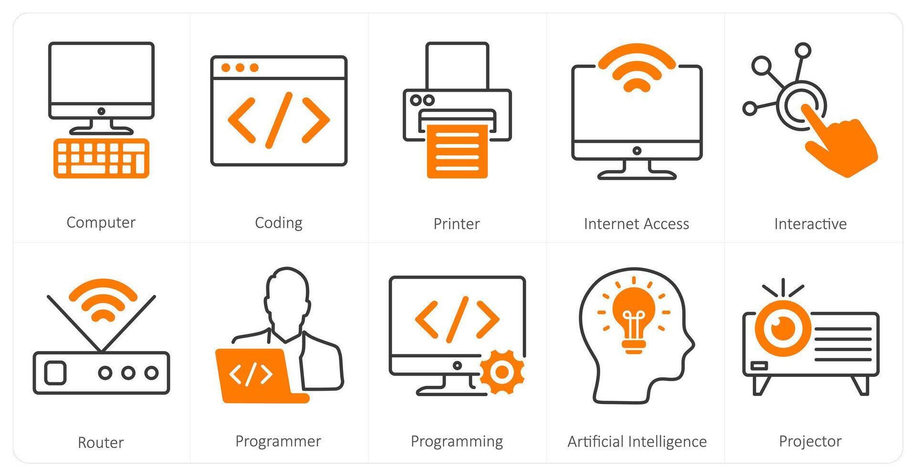 A set of 10 mix icons as computer, coding, printer 47125763 Vector Art ...