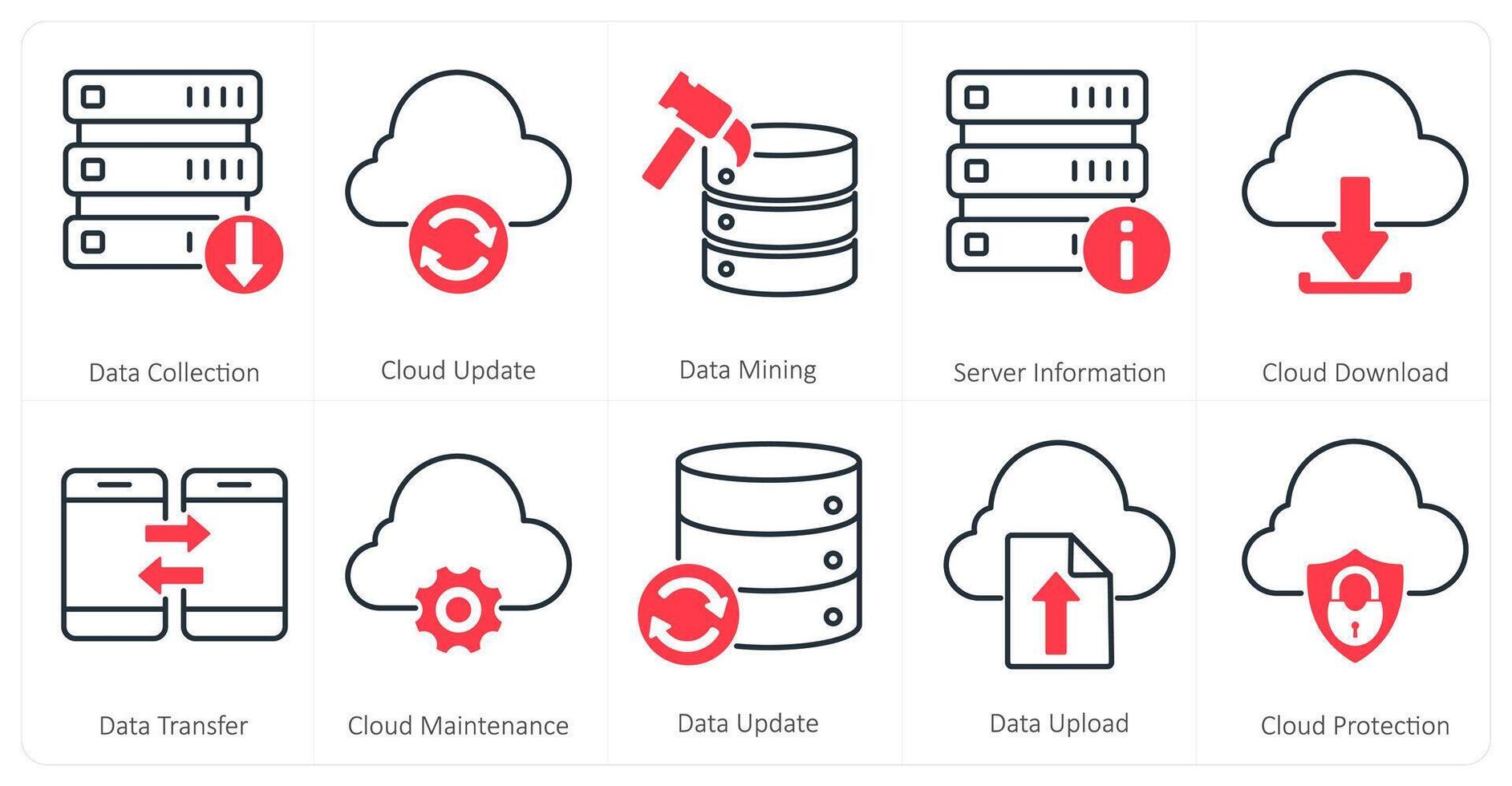A set of 10 mix icons as data collection, cloud update, data mining ... A set of 10 mix icons as data collection, cloud update, data mining ...
