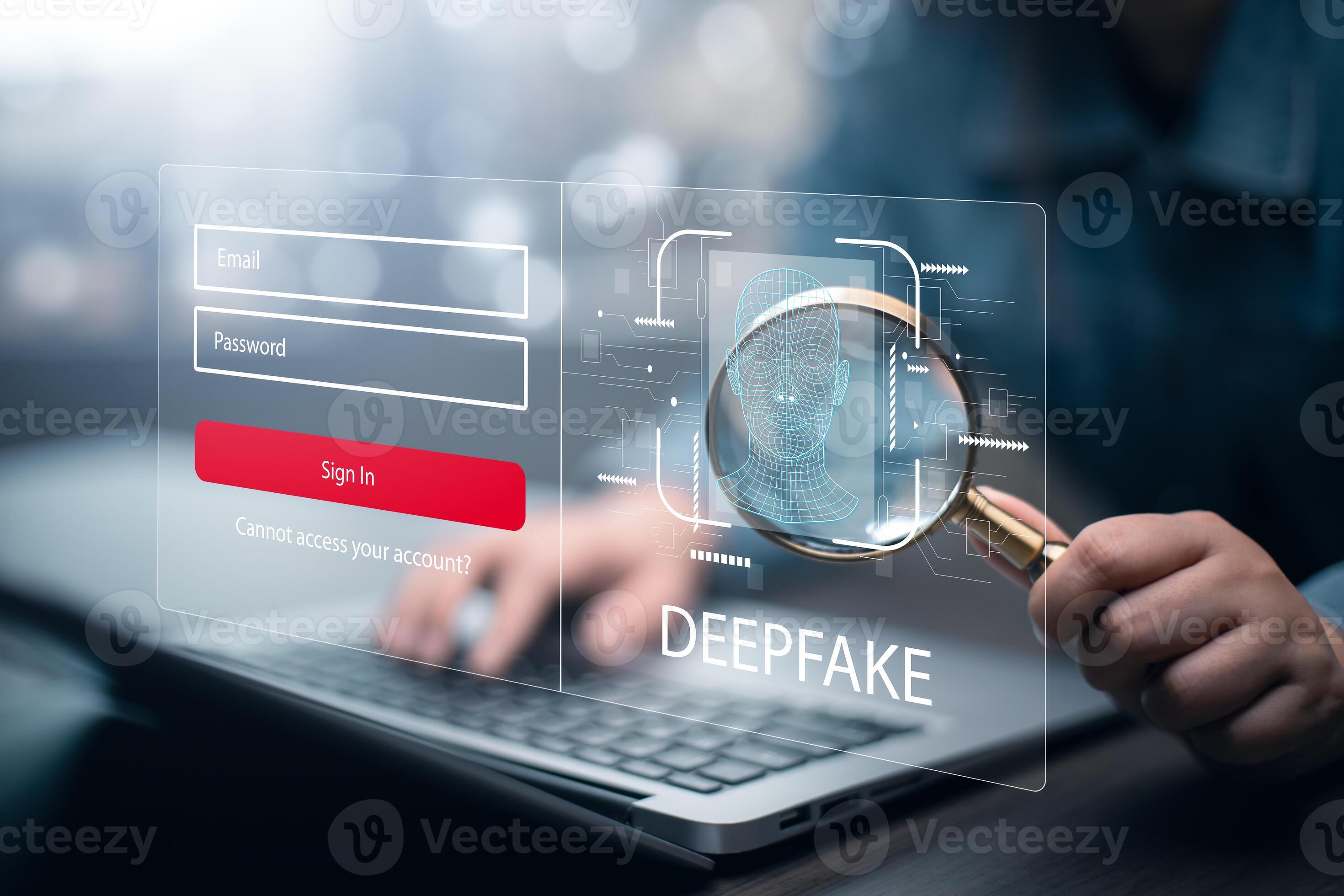 Deepfake concept ,Facial tracking, detection and recognition technology ...