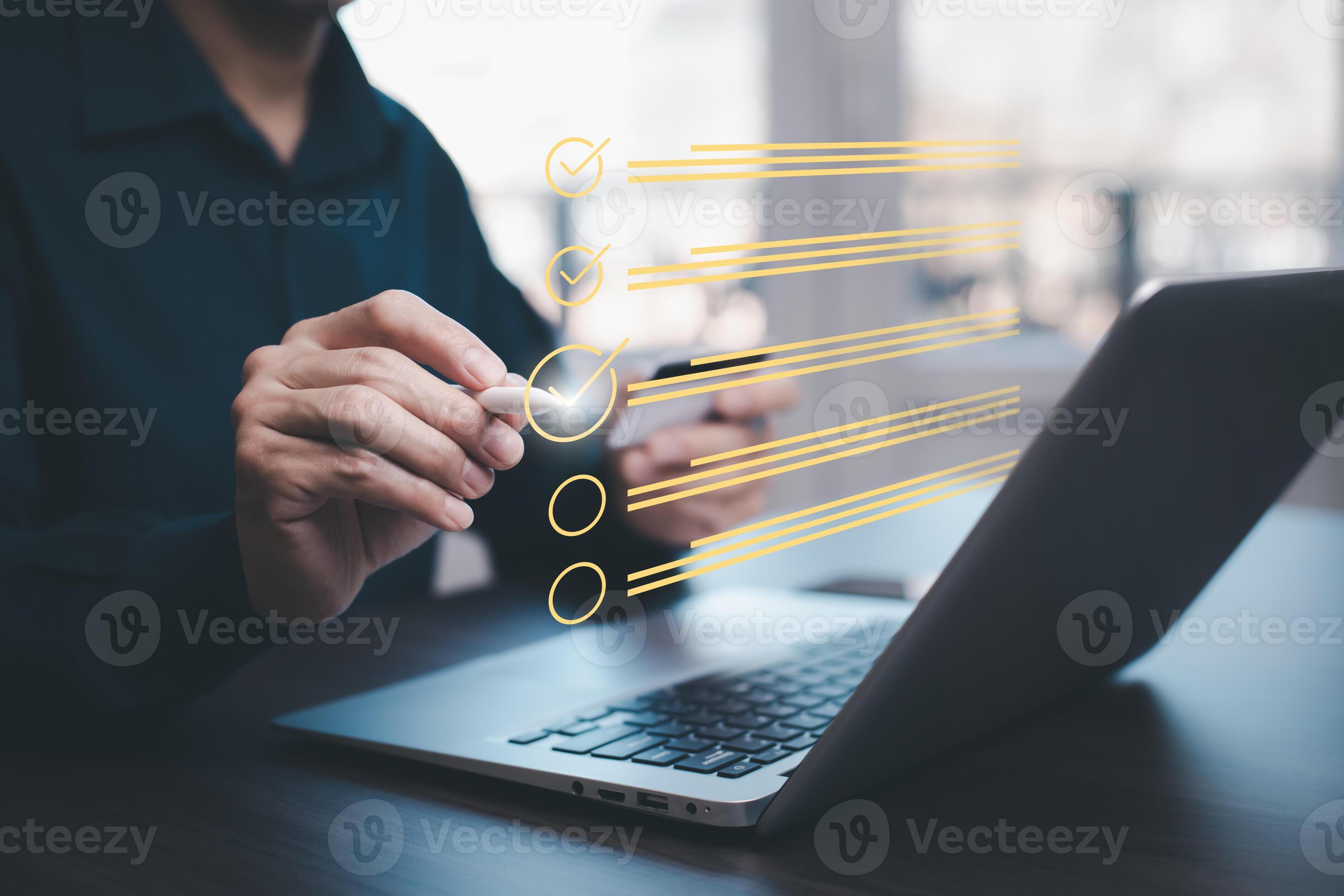 checklist and clipboard task documentation management, business people ...