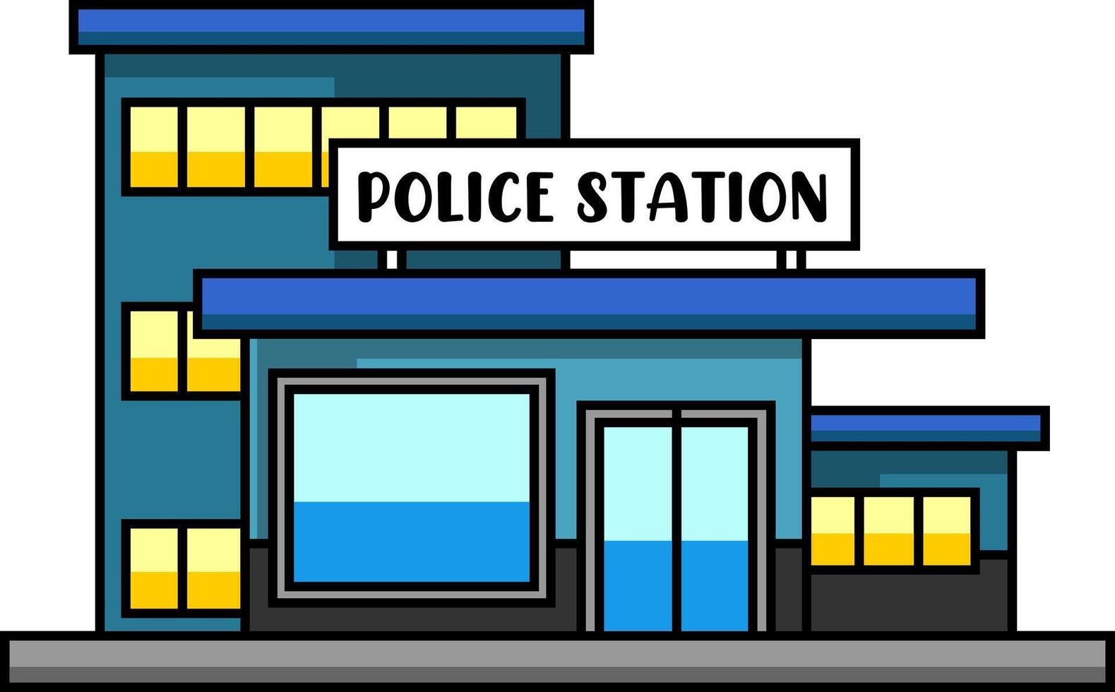 dibujos animados policía edificio. mano dibujado ilustración 47129042 Vector en Vecteezy