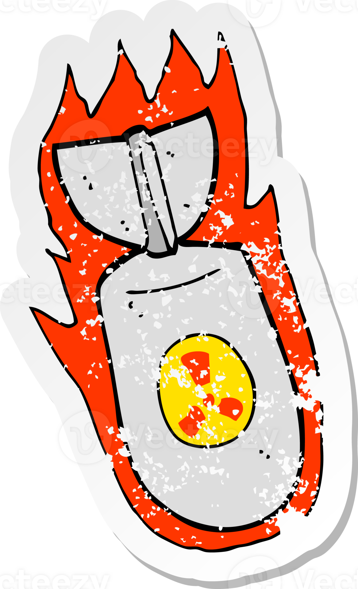 retro distressed sticker of a cartoon atom bomb drawing 47134344 PNG