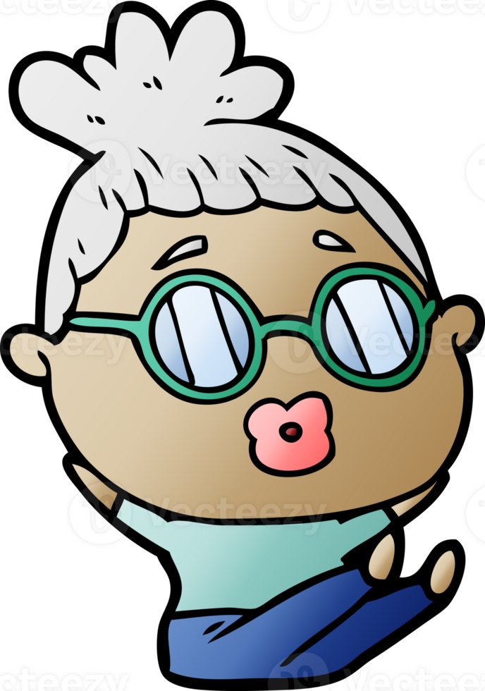 Cartoon Sitting Woman Wearing Spectacles Drawing 47135274 Png