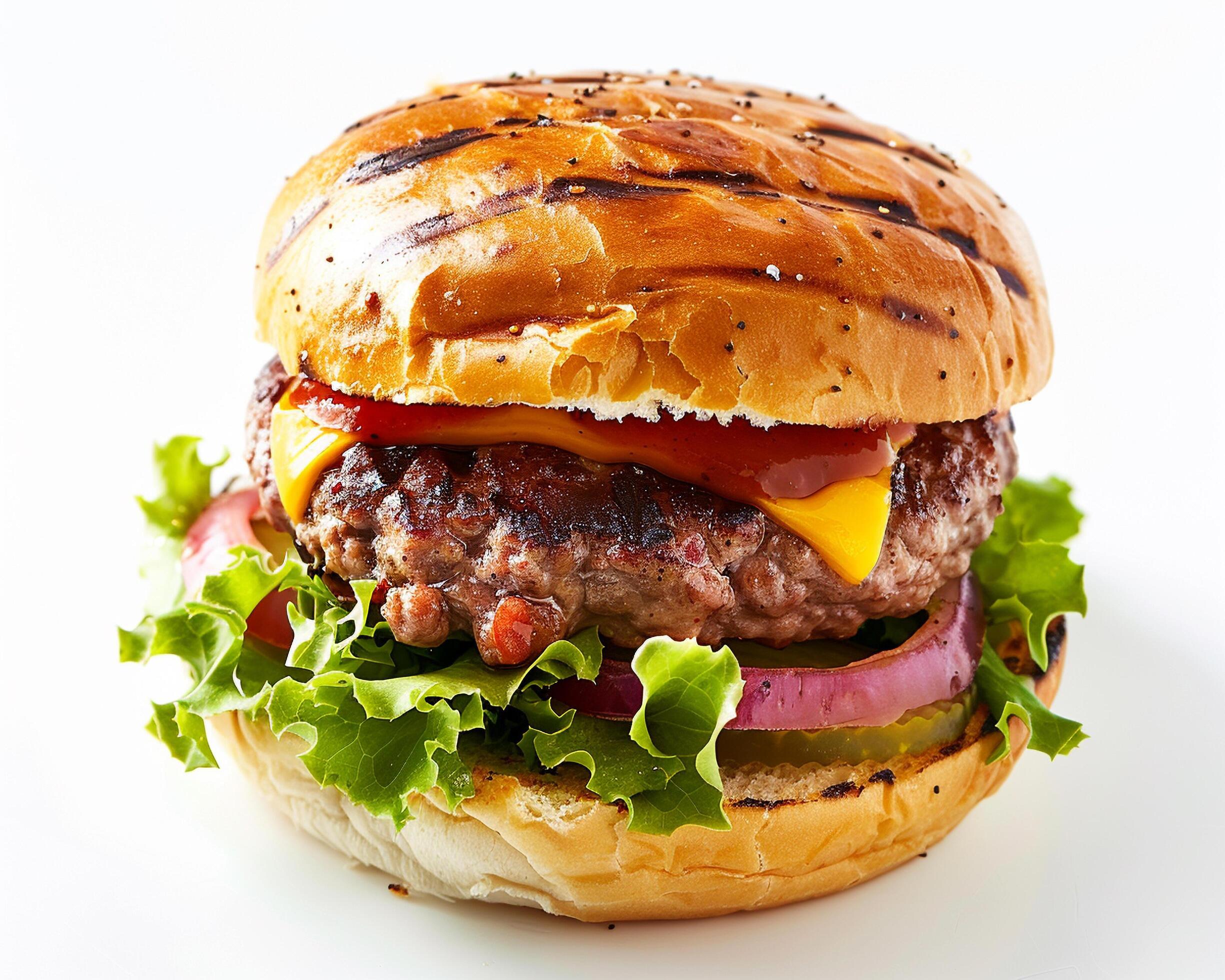 Hamburger with Cheese, Lettuce, and Tomato 47138444 Stock Photo at Vecteezy