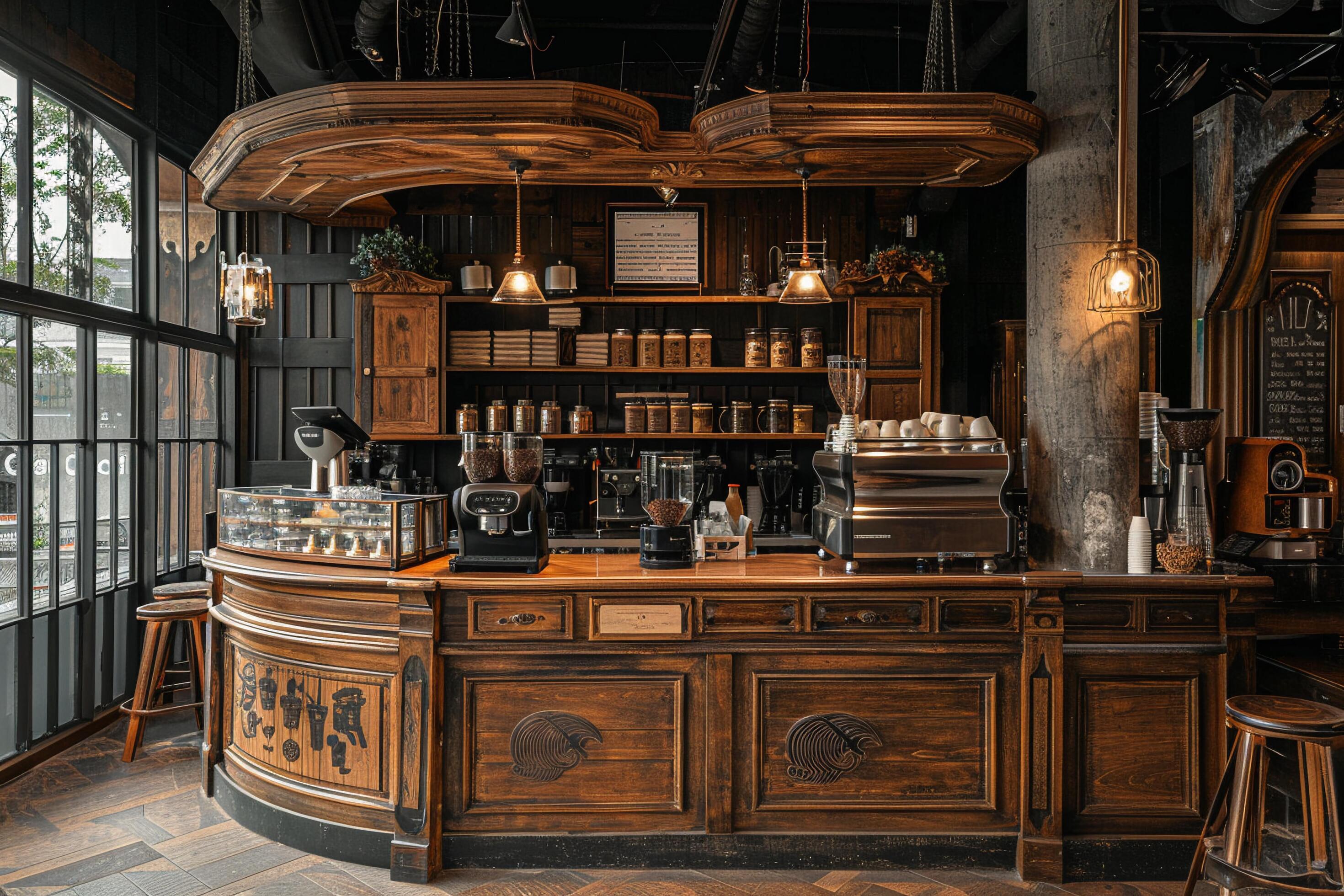 Cozy Rustic Coffee Shop Interior Design with . 47153151 Stock Photo at ...