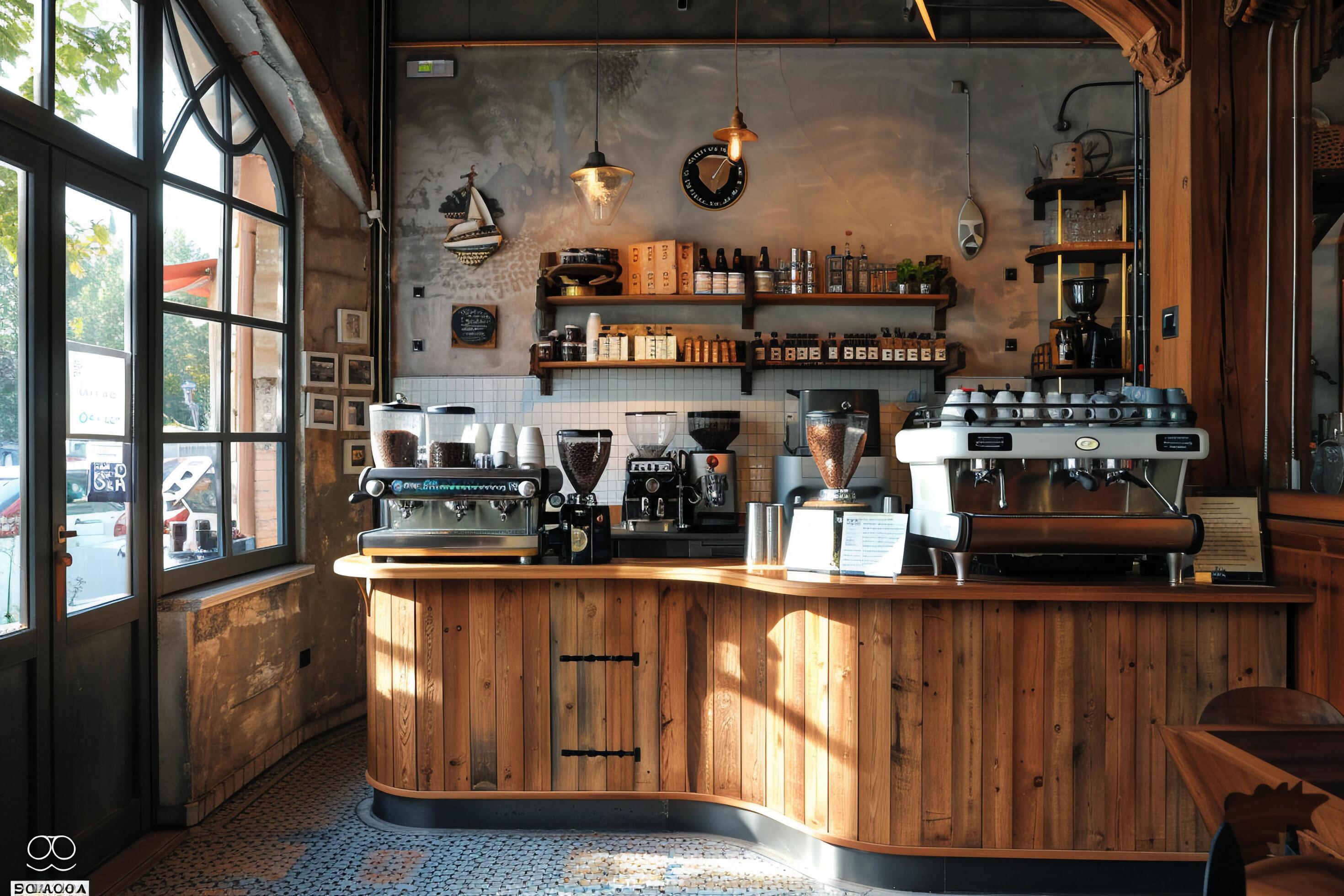 Cozy Rustic Coffee Shop Interior Design with . 47153154 Stock Photo at ...