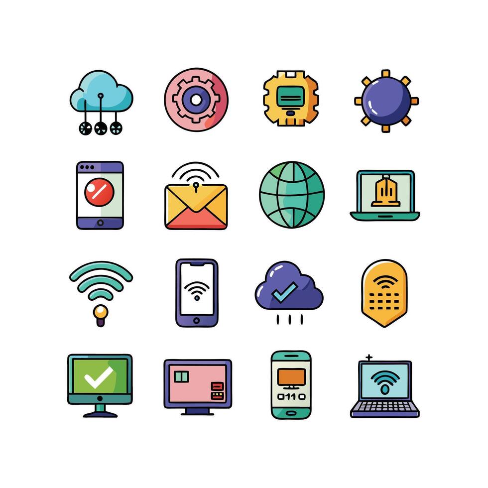 Technology Icon Set Illustration for Documents, Websites and Mobile ...