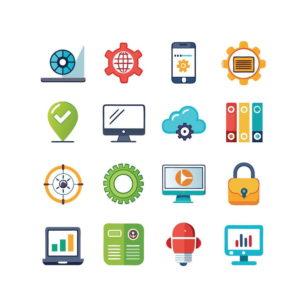 Technology Icon Set Illustration for Documents, Websites and Mobile ...