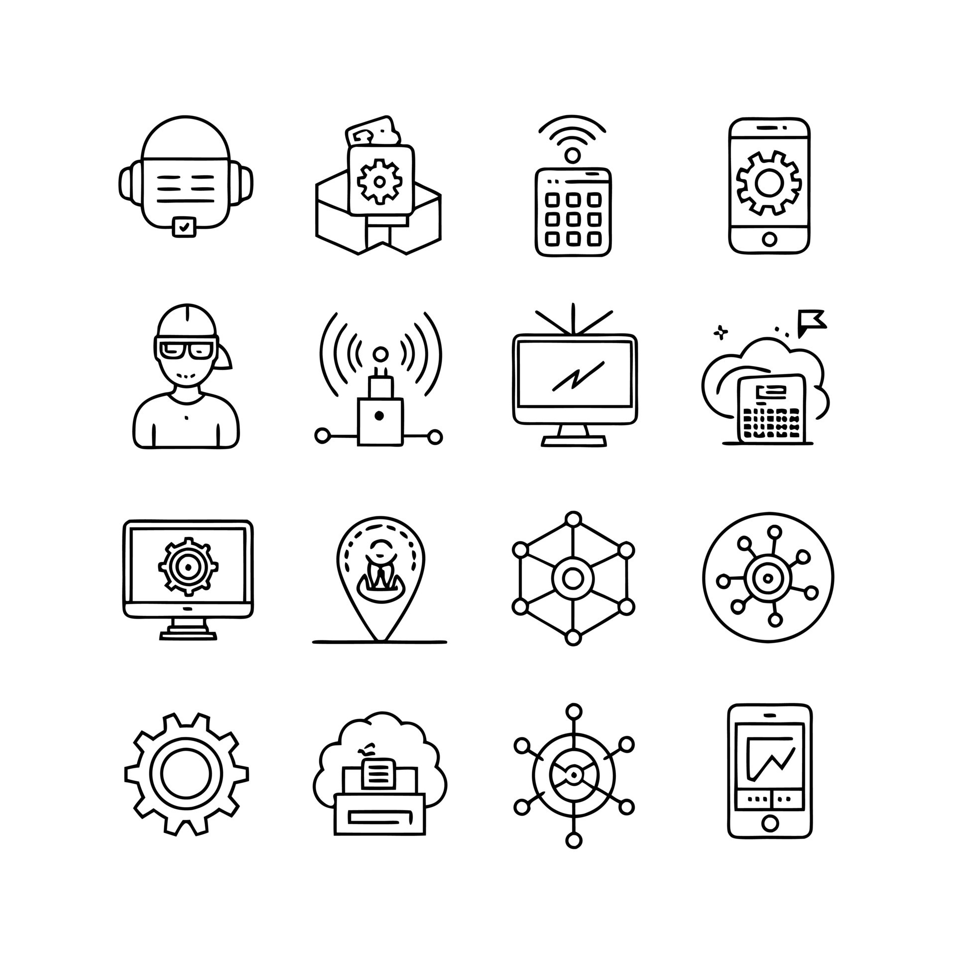 Technology Icon Set Illustration for Documents, Websites and Mobile ...