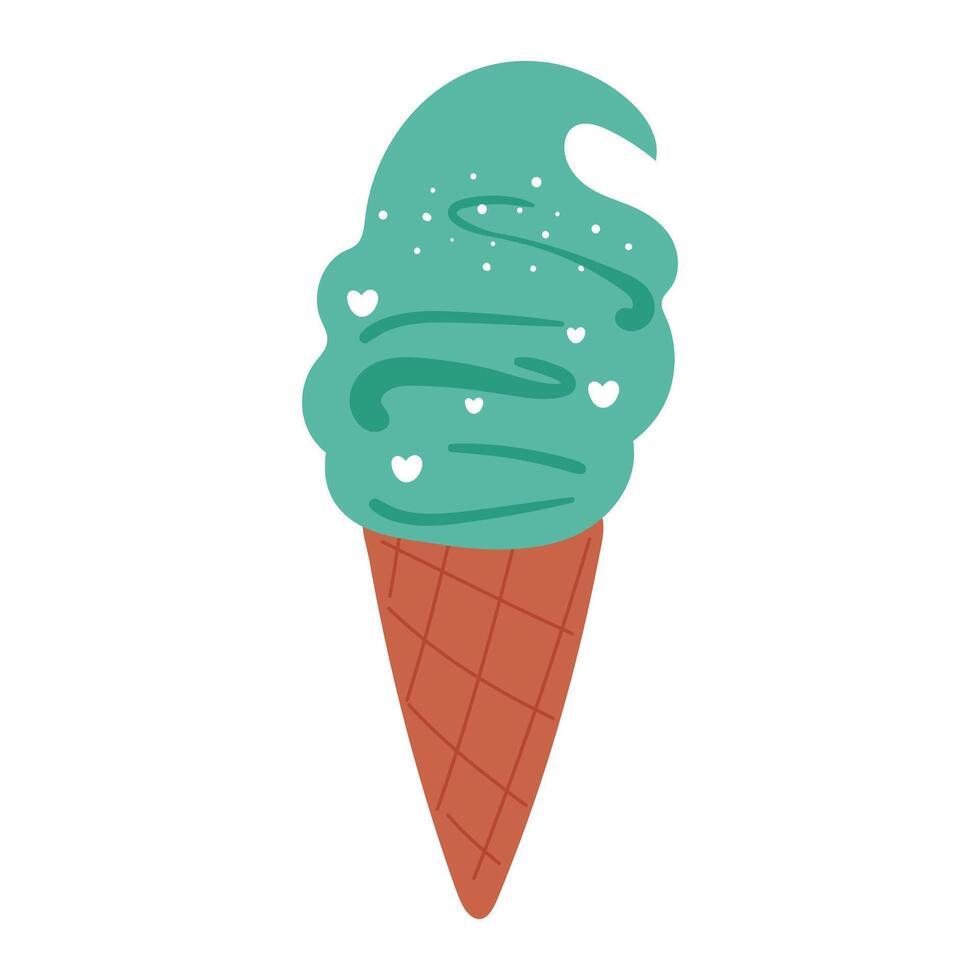 Cute Hand Drawing Cartoon Ice Cream Cone Cute Dessert Doodle Sticker