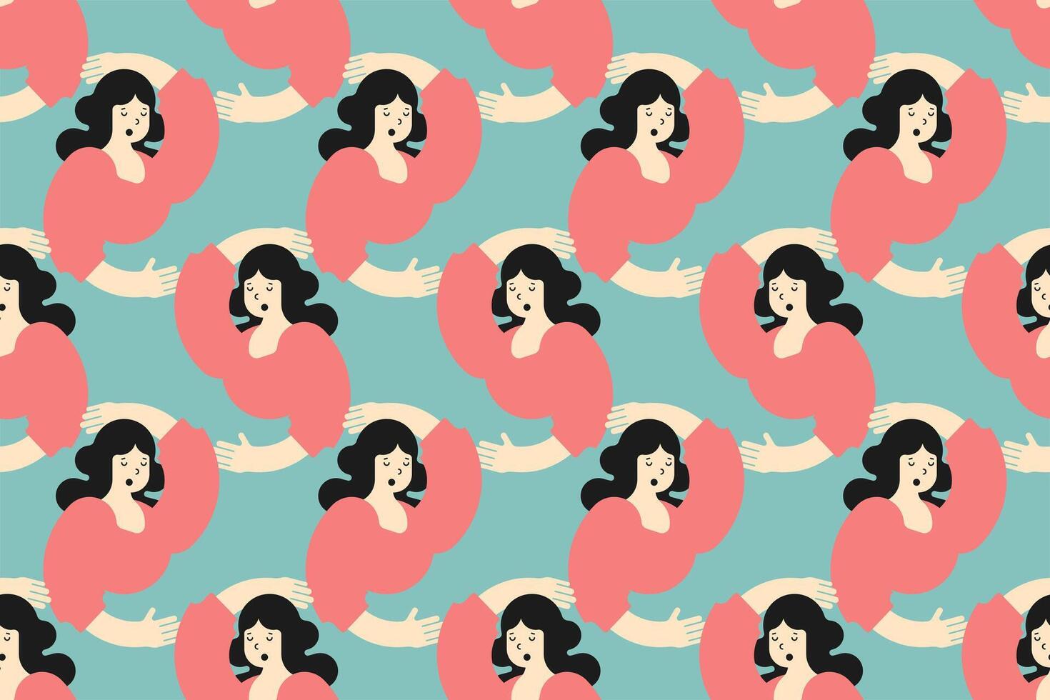 Sleeping Women Seamless Pattern Background Illustration 47190619 Vector