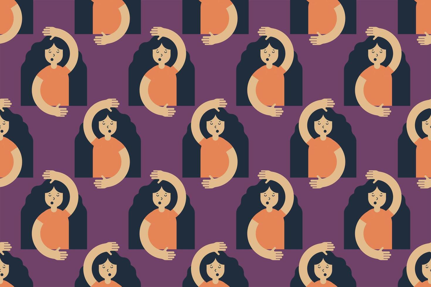 Sleeping Women Seamless Pattern Background Illustration 47190621 Vector