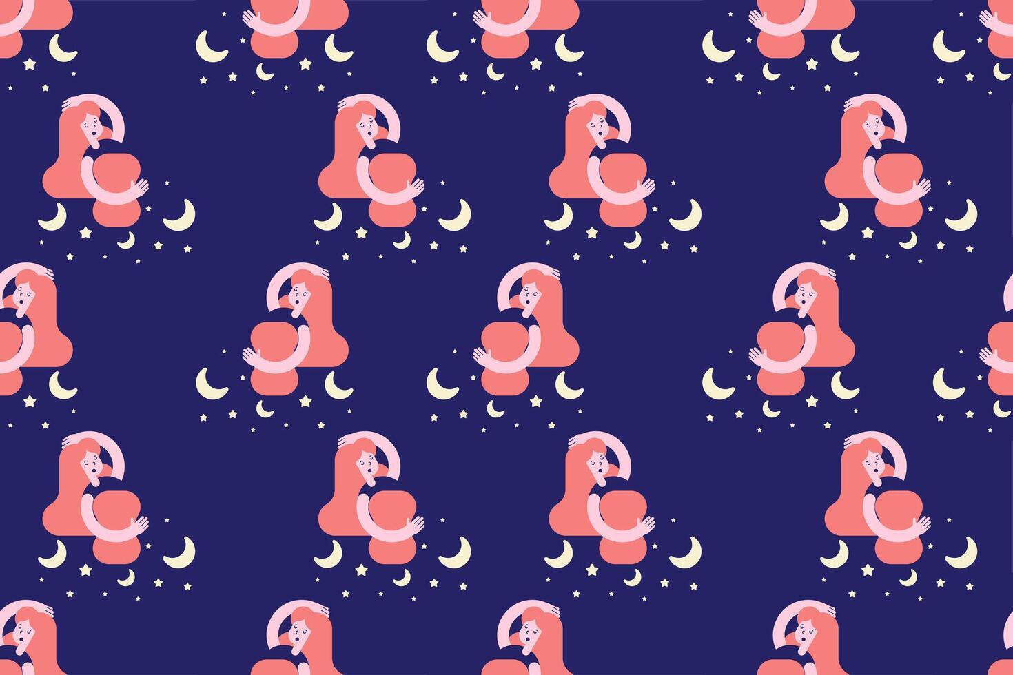 Sleeping Women Seamless Pattern Background Illustration 47190655 Vector