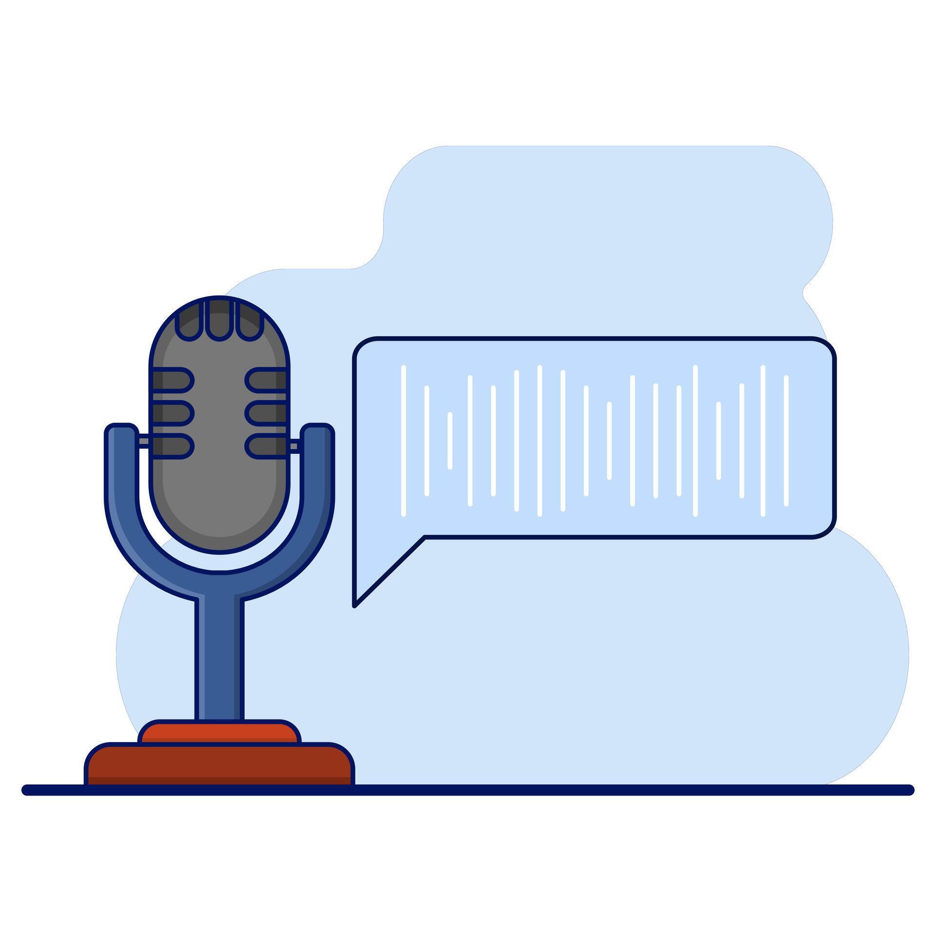 Voice message bubble icon concept with sound waves and microphone ...