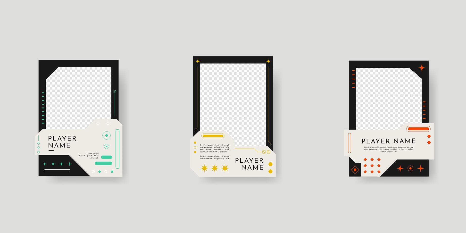 Collection of player frames template. Game card frame template design ...