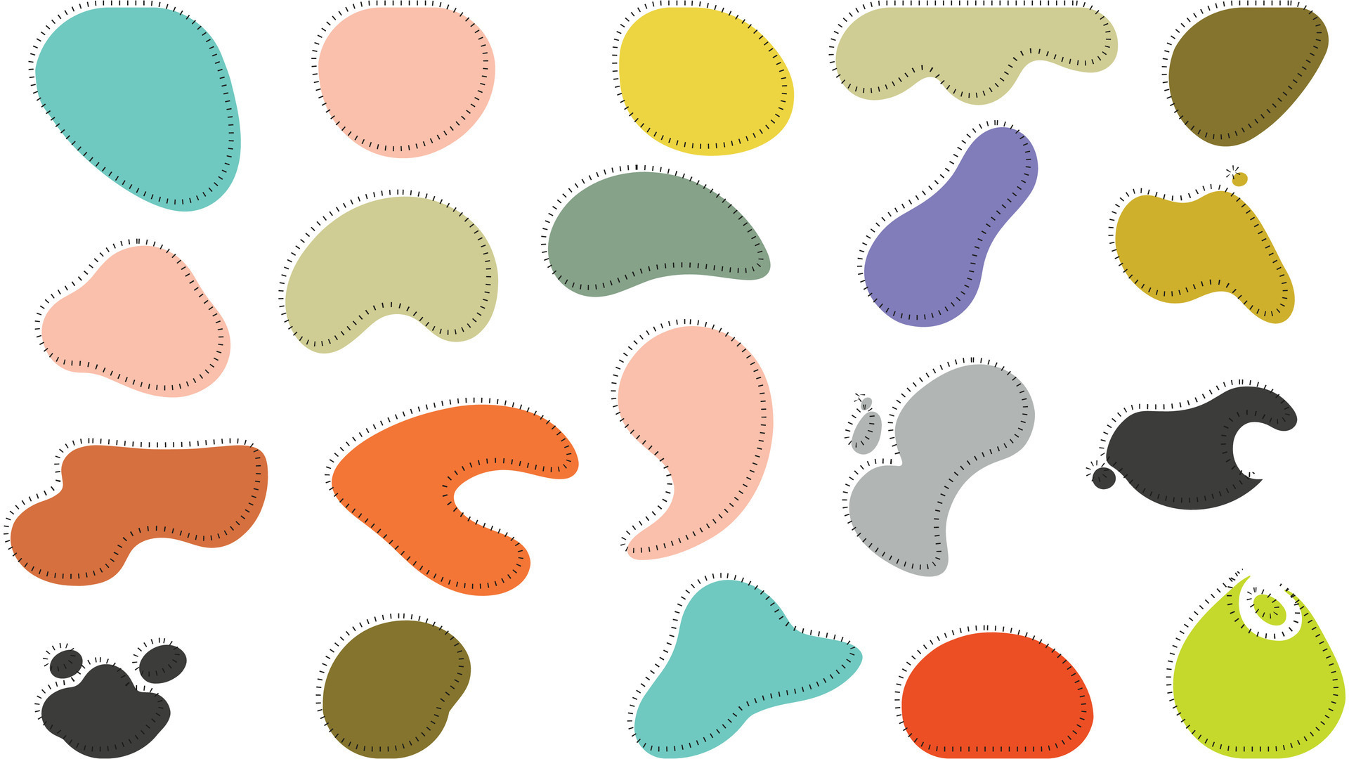 Colorful Organic Blobs And Irregular Shapes Seamless Abstract Pattern