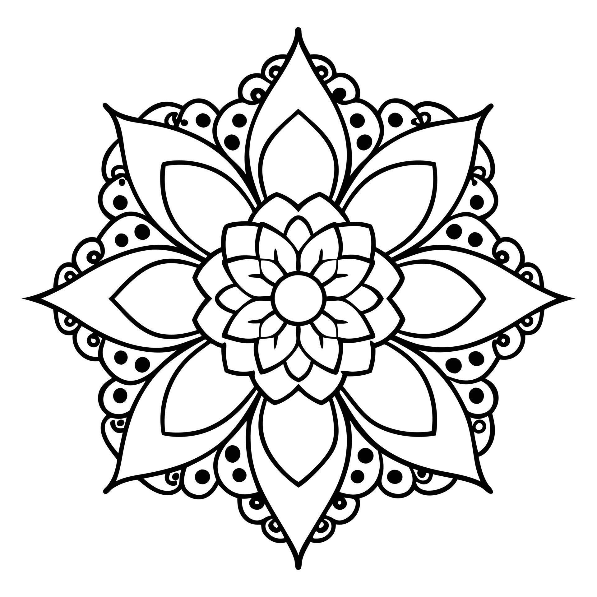 Floral Lace Pattern With Intricate Motifs In Line Art 47193089 Vector
